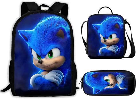 Sonic The Hedgehog 3pcs Backpack Set Casual Travel Backpack 01 Xgz