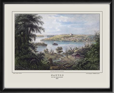 Nauvoo Il 1854 Vintage City Maps Restored Birds Eye Views