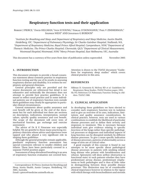 Pdf Respiratory Function Tests And Their Application
