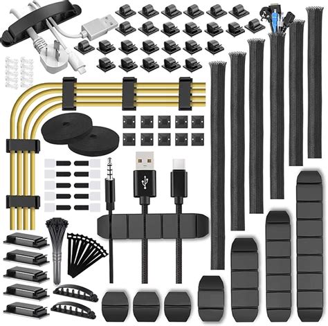 188 Pcs Cable Management Kit 6 Cable Sleeves 50 Cord Holders 100