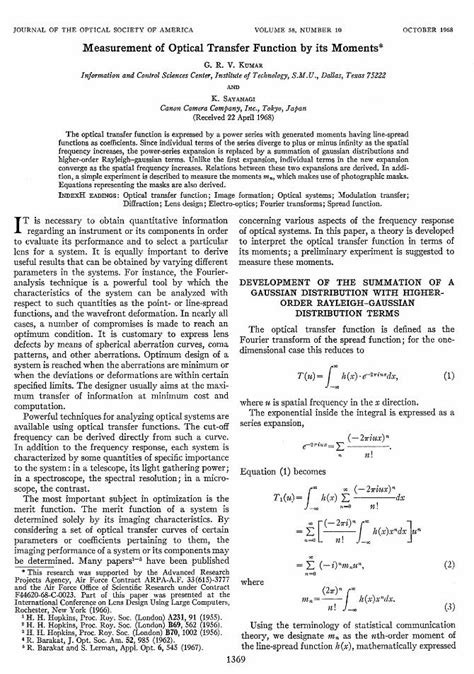 Pdf Measurement Of Optical Transfer Function By Its Moments Dokumen