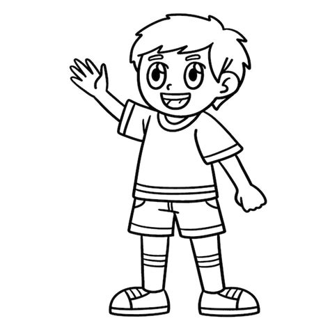 Página Para Colorear De Niño Feliz Aislado Para Niños Vector Premium