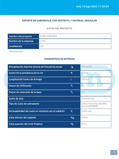 Reporte Dren Frances V4 Pdf