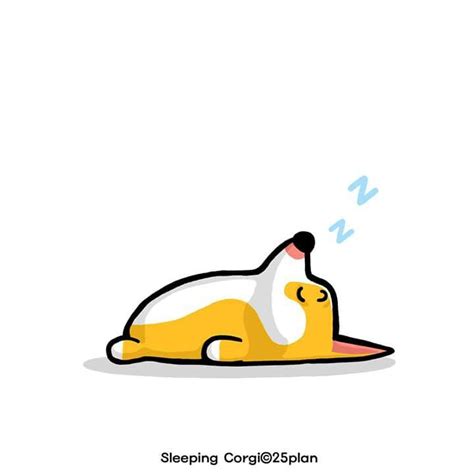슬리핑코기 웰시코기 캐릭터 일러스트 개 반려견 강아지 잠자는개 개뼈 Sleepingcorgi Sleep