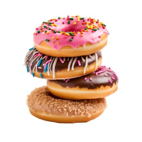 Premium Ai Image Assorted Pile Of Colorful Delicious Donut Isolated