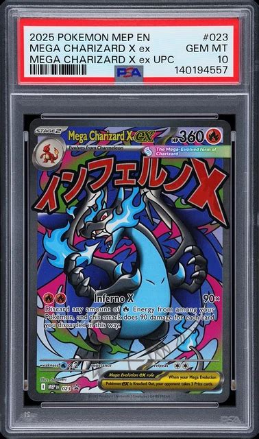 2025 Pokemon Mep En Me Black Star Promo 023 Mega Charizard X Ex Psa 10