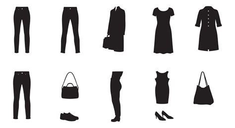 A Set Of Silhouettes Of Womens Clothes 69669117 Vector Art At Vecteezy