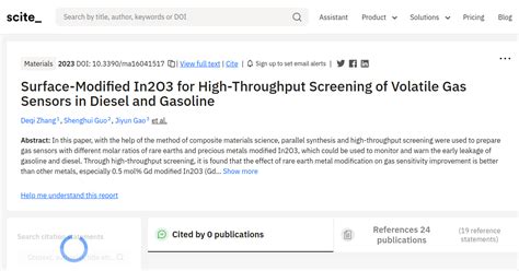 Surface Modified In2o3 For High Throughput Screening Of Volatile Gas Sensors In Diesel And Gasoline