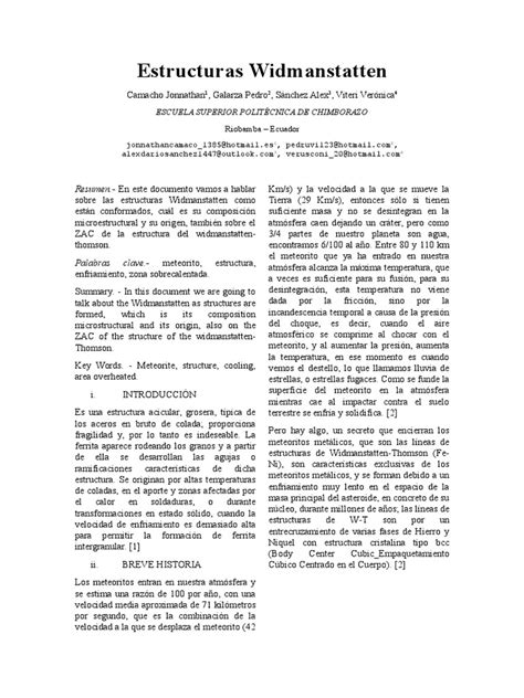 Estructuras Widmanstatten Pdf Meteorito Minerales