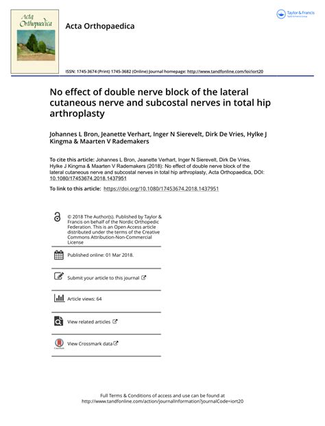 Pdf No Effect Of Double Nerve Block Of The Lateral Cutaneous Nerve