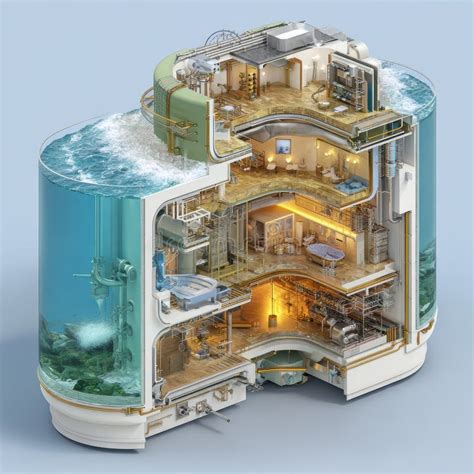 Innovative Underwater Habitat Concept With Spacious Living Areas Stock