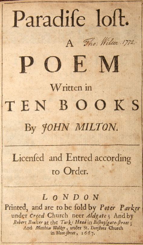 Miltons Paradise Lost Chethams Library