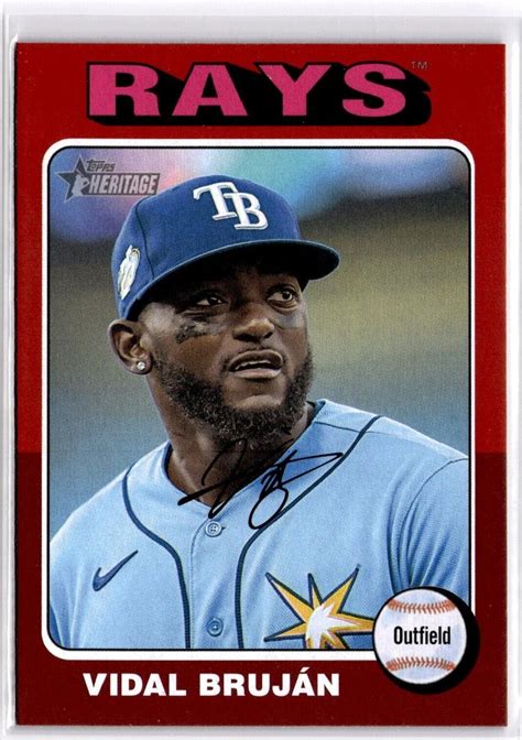 2024 Topps Heritage Vidal Brujan 215 Red Border White Border Above