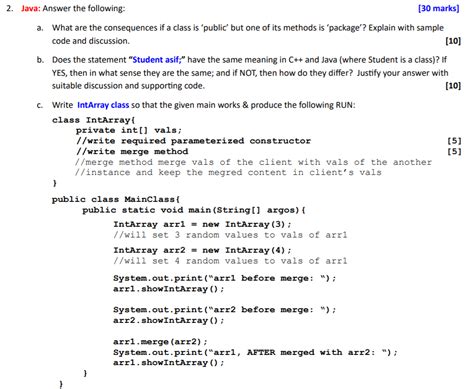 Solved 2 Java Answer The Following 30 Marks A What Are