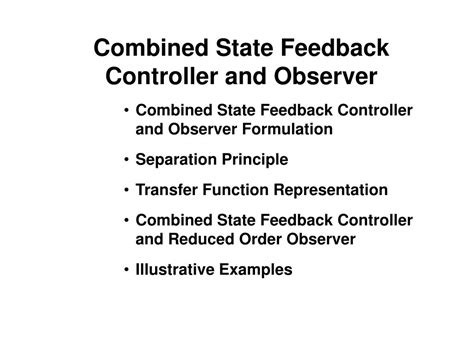 Ppt Combined State Feedback Controller And Observer Powerpoint