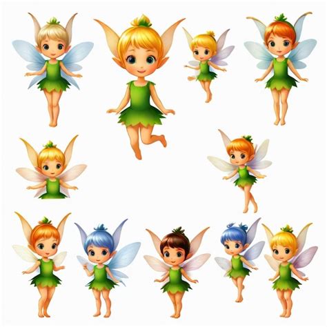 Pixie Vector Set White Background Isolated Premium Ai Generated Vector