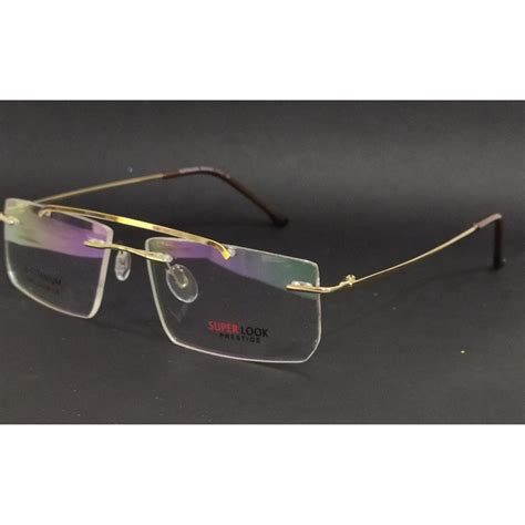 Gold Rectangle Rimless Glasses Frameless Specs With Blue Light Filter Glasses India Online
