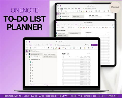 Onenote Adhd Onenote To Do List Onenote Todo List Onenote Task Tracker Template Onenote Project