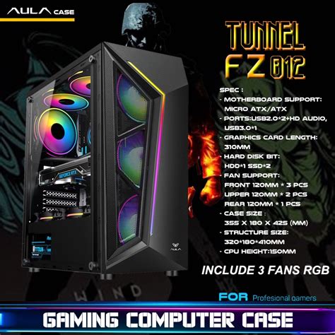 Jual Casing Pc Gaming Aula Tunnel Fz012 Include 3 Fans Rgb Sigmatic