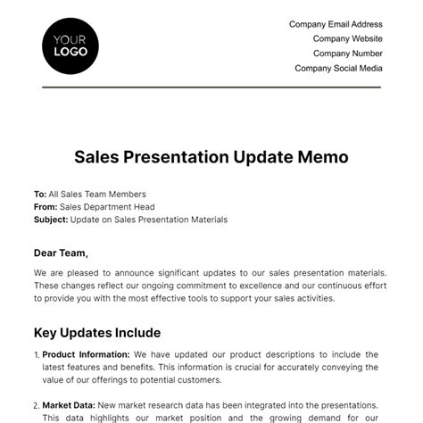 Sales Update Template