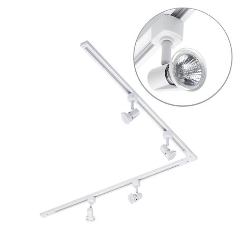 2 Metre L Shape Track Light Kit With 4 Harlem Heads And Led Bulbs