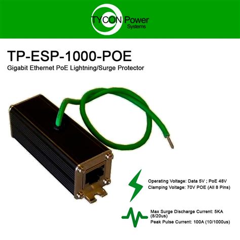 Tycon Power Tp Esp 1000 Poe Gigabit Poe Lightning And Surge Protection