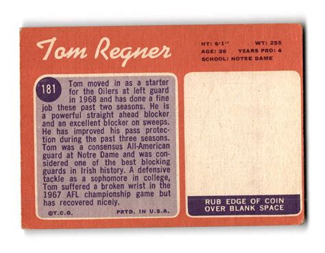 1970 Topps Tom Regner Rc 181 Ebay