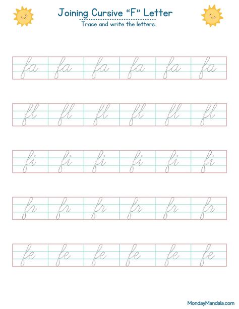 10 Cursive F Worksheets Free Letter Writing Printables
