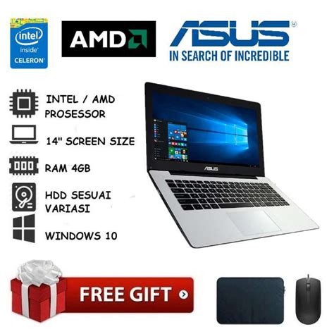Promo [termurah] Laptop Asus Intel Celeron Amd Ram 8gb Windows 10 Ram 2 500 Hdd Diskon 45 Di