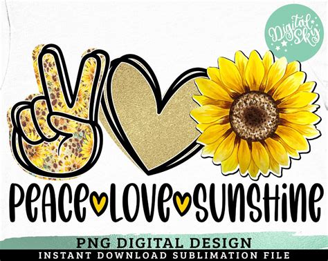 Peace Love Sunshine Png Sublimation Print Direct Print File Summer