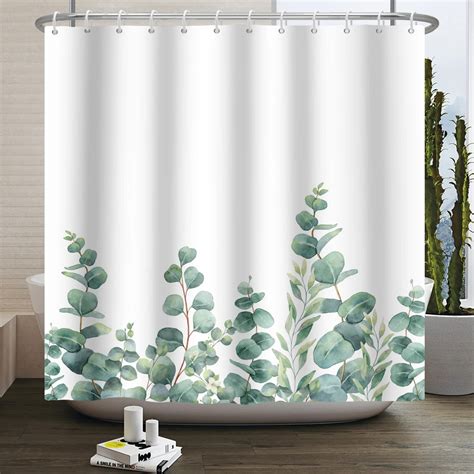 Spring Shower Curtain Green Leaf Floral Curtains For Bathroom Vines