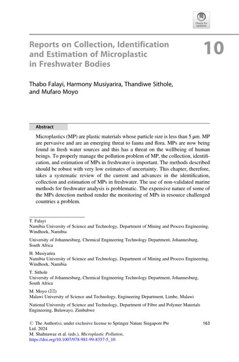 Pdf Reports On Collection Identification And Estimation Of Microplastic In Freshwater Bodies