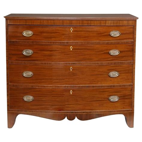 Antique George Iv Period Mahogany Bow Front Chest Of Drawers For Sale