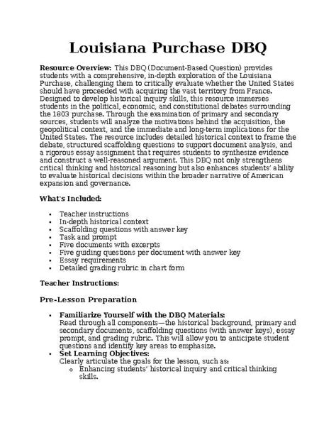 Louisiana Purchase Dbq By Pbl History And Civics Tpt