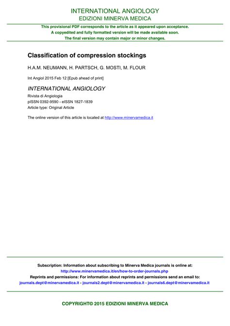 Pdf Classification Of Compression Stockings