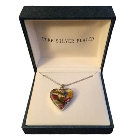 Jcpenney Jewelry Silver Plated Heart Shaped Pressed Flower Necklace