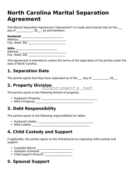 Download North Carolina Marital Separation Agreement Template Nc Documents