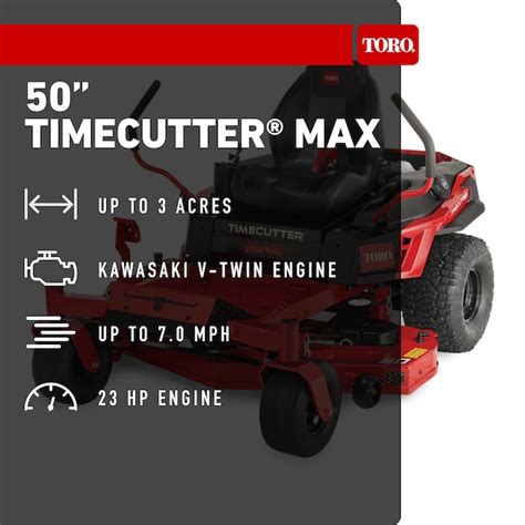 Toro Timecutter Max 50 In 23 Hp V Twin Gas Zero Turn Riding Lawn Mower 77501 At