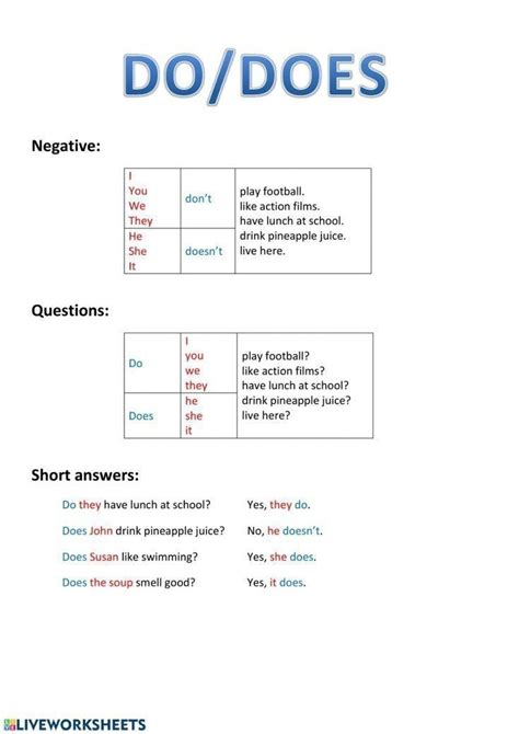 Best 13 Daily Routines Do Does Worksheet Artofit