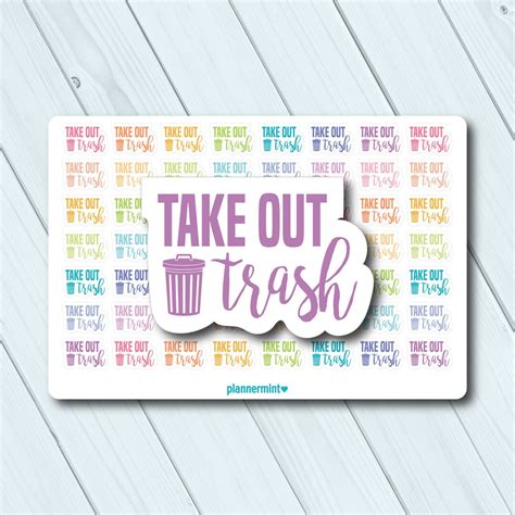Take Out Trash Planner Stickers Word Icon Stickers Etsy