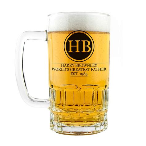 Initials Circled Beer Glass Tankard Beer Glass Personalized Glass Beer
