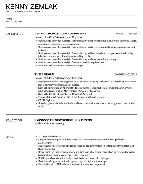 Architectural Engineer Cv Pdf At Russell Weyand Blog