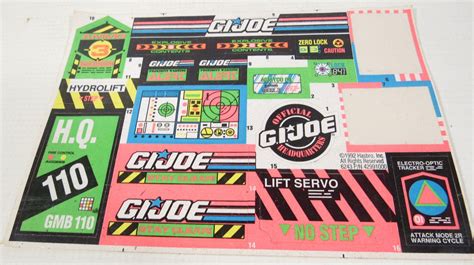 Vtg 1992 Hasbro Gi Joe Headquarters Original Stickers Sheet Replacement