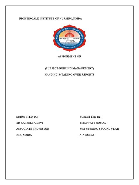 Handing And Taking Over Pdf Patient Nursing