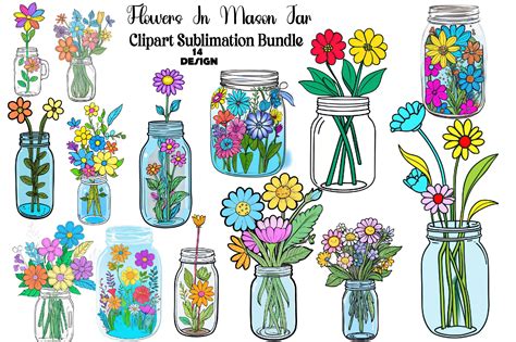 Flowers In Mason Jar Clipart Bundle Graphic By Wow Magic · Creative Fabrica