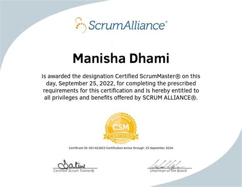 Manisha Dhami On Linkedin Scrummaster Agile Scrumalliance