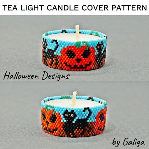 Halloween Tea Light Holder Pattern Pumpkin Beading Peyote Patterns
