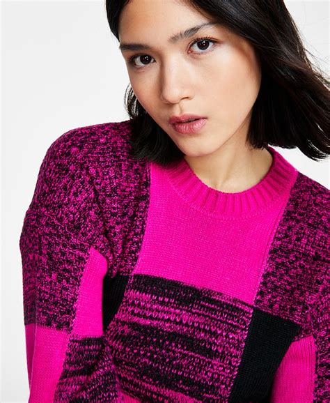 Dkny Jeans Womens Box Plaid Long Sleeve Pullover Sweater Macys