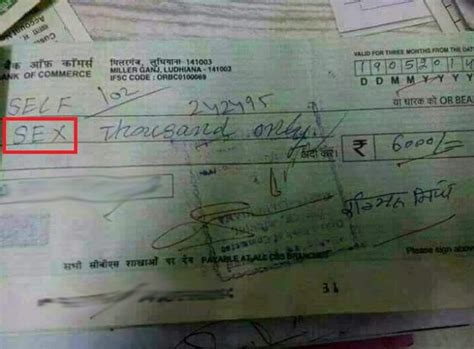 This Is Current Situation Of Govt Banks In India Clears The Cheque With Sex Written On It