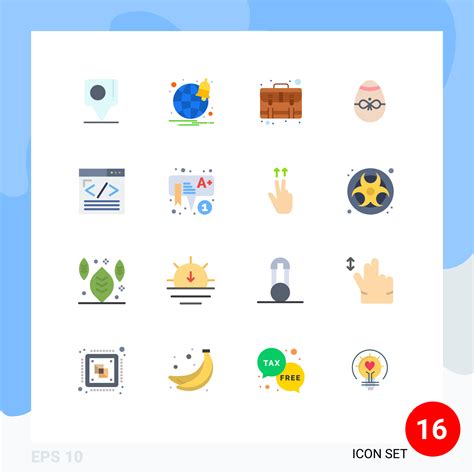 16 Universal Flat Color Signs Symbols Of Browser Easter Business Decoration T Editable Pack